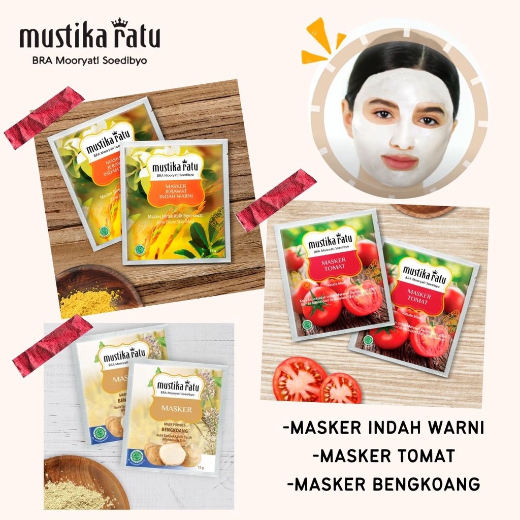Mustika Ratu Masker Pack. Face Mask Masker Serbuk Tomat | Bengkoang ...