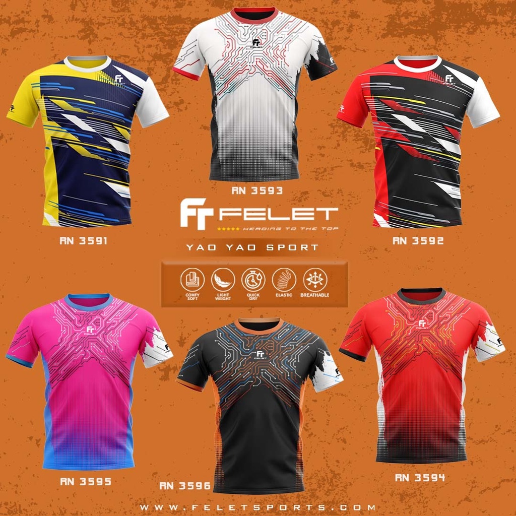 FELET Jersey RN3591,3592,3593,3594,3595,3596 Jersey Badminton sport ...