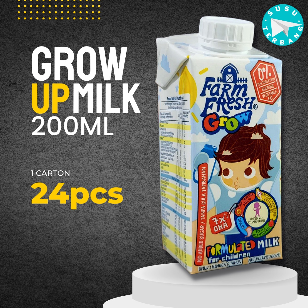 CARTON | 24pcs Grow Up Milk UHT 200ML (Susu Formula) by Farm Fresh Milk ...