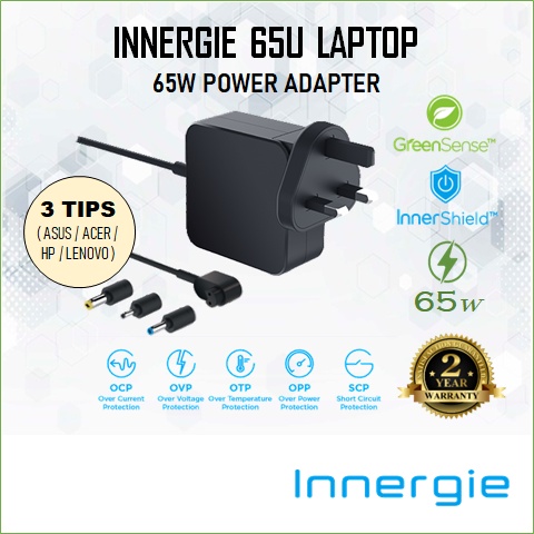 INNERGIE 65U UNIVERSAL LAPTOP ADAPTER CHARGER FOR ASUS / HP / ACER ...