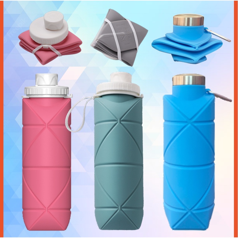 Fold Water Bottle Collapsible botol lipat Silicone Bottle Foldable 折叠水罐 ...