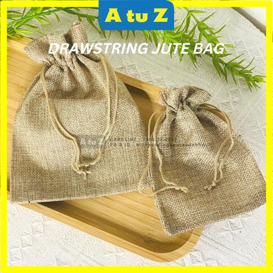 AtuZ Custom Recycle Small Mini Gift Pouch Organic Drawstring Jute Bag ...