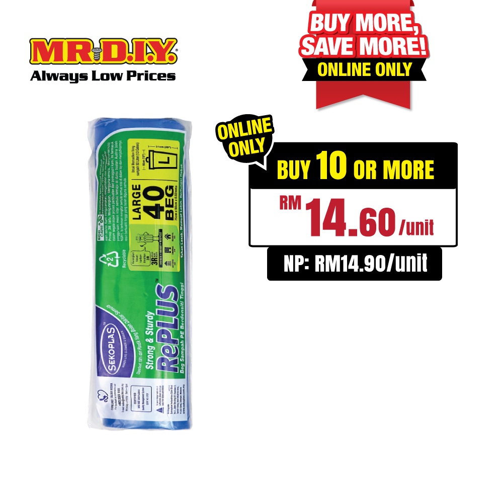 SEKOPLAS RePlus HDPE Garbage Bags Large (40pcs) | Shopee Malaysia