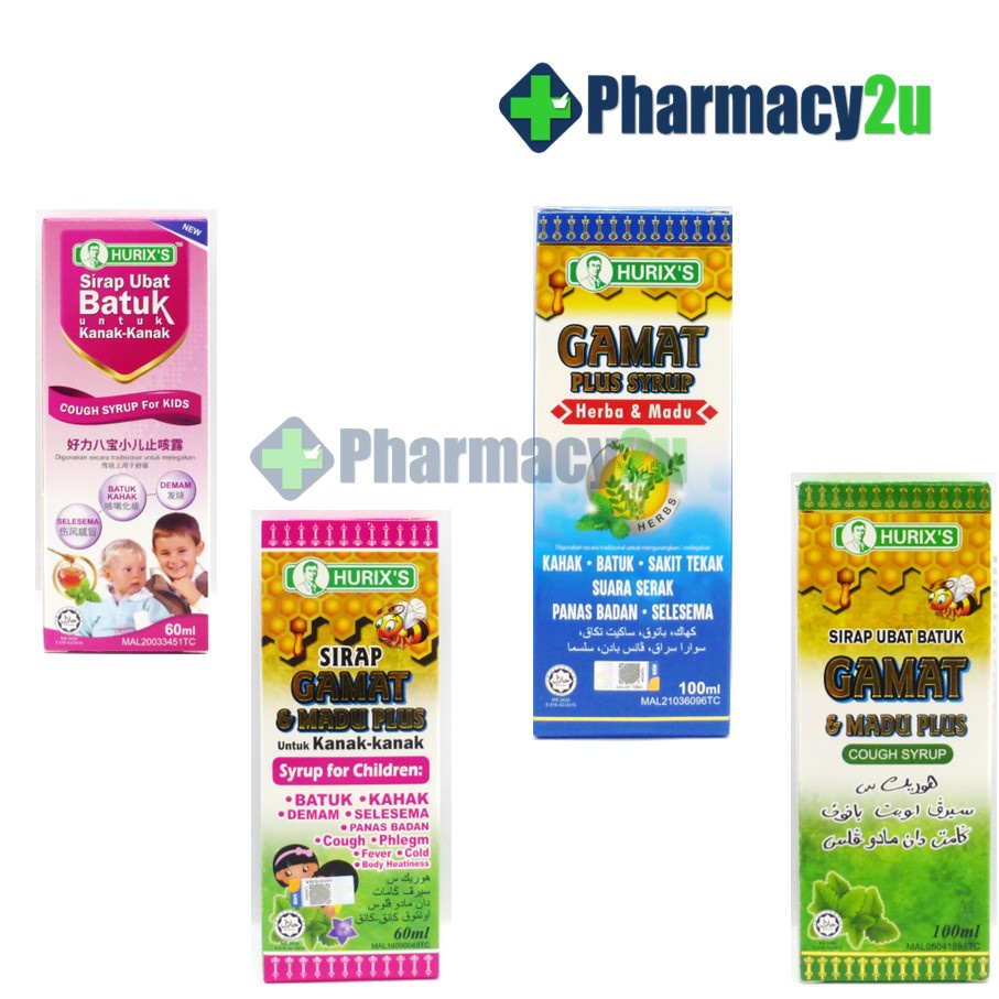 HURIX'S COUGH SYRUP GAMAT MADU COLD FLU FEVER PEPPERMINT IVY LEAF ADULT ...