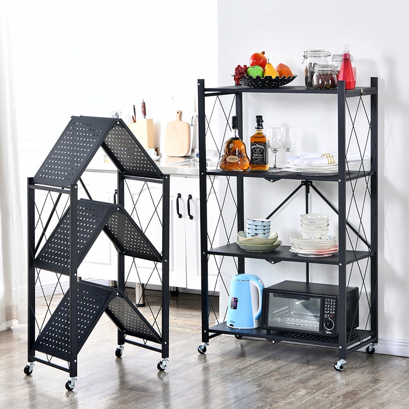 5 Tier Foldable Rack Mobile Storage Rack Kitchen Organizers Home ...