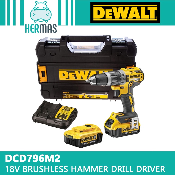 DEWALT DCD796M2-B1 18V 4.0AH BRUSHLESS HAMMER DRILL DRIVER | Shopee ...