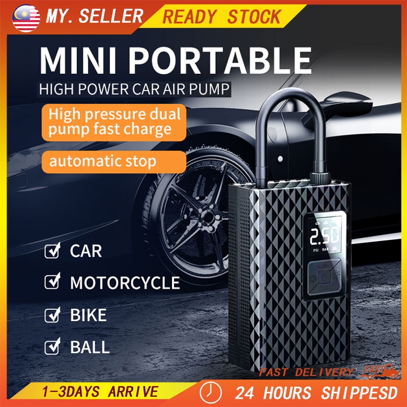 Electric Air Pump Tyre Car Inflator Wireless Pump Tayar Kereta Digital ...