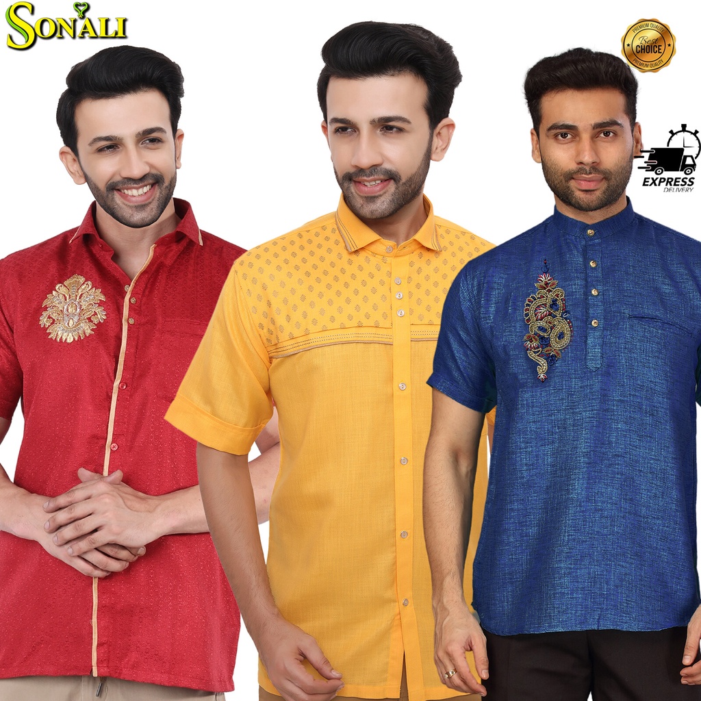 Sonali Premier Quality Men's Kurti Shirt and Jippa (Style & Color ...