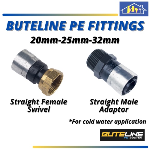 Buteline PE Fitting Straight Female Swivel Straight Male Adaptor 20mm ...