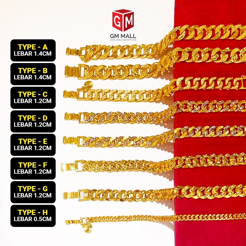 Cop 916 Emas Bangkok Emas Korea GM Mall GELANG TANGAN DEWASA - GM MALL ...