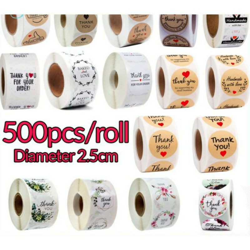 500pcs/Roll Thank You Sticker Seal Tape Label Sticker Food Sticker Door ...