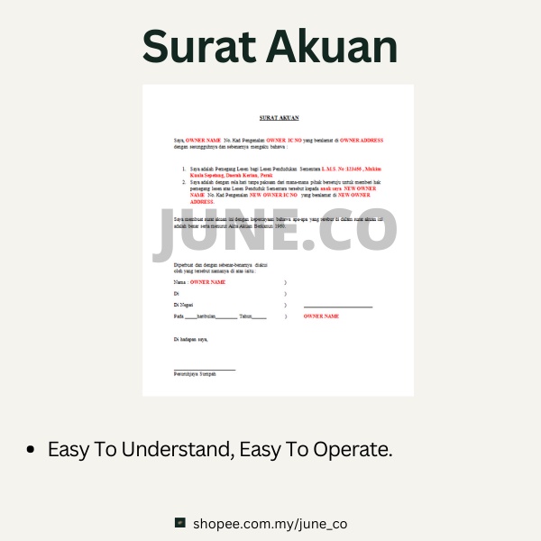 SURAT AKUAN TEMPLATE DECLARATION LETTER TEMPLATE WORD | Shopee Malaysia