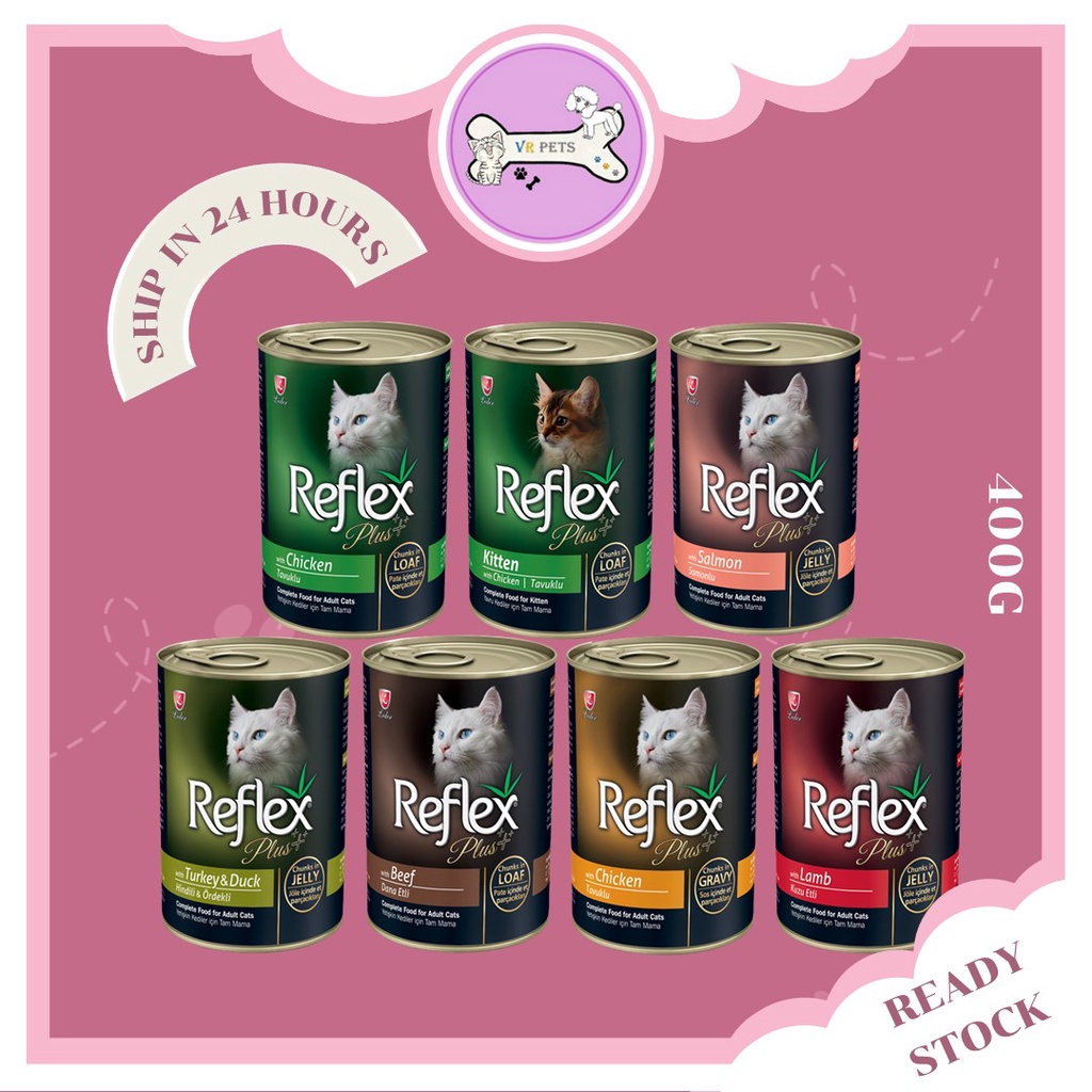 Reflex Plus Cat Can Wet Food 400G - (Kitten / Chicken / Salmon / Turkey ...