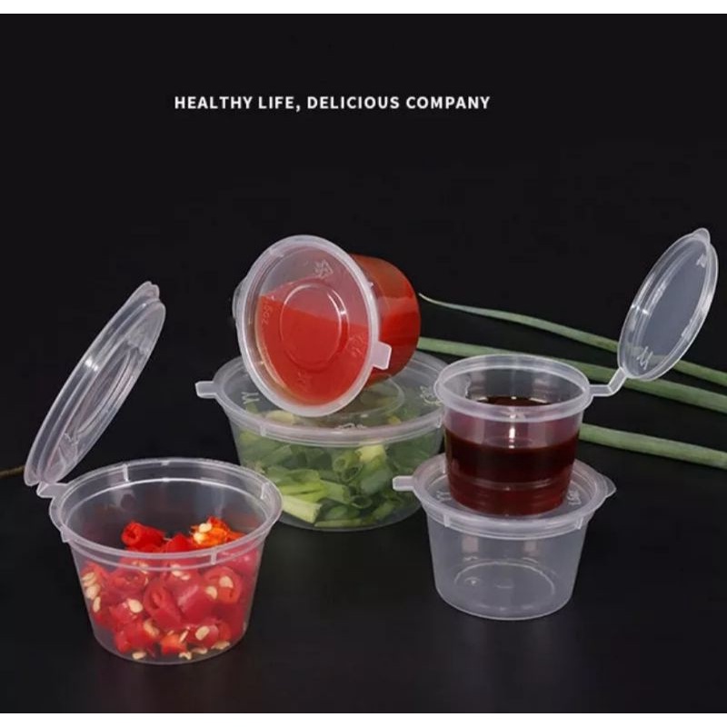 Disposable Plastic Sauce Cup / Round Food Container with Lid / Bekas Sos Plastik 50pcs | Shopee ...