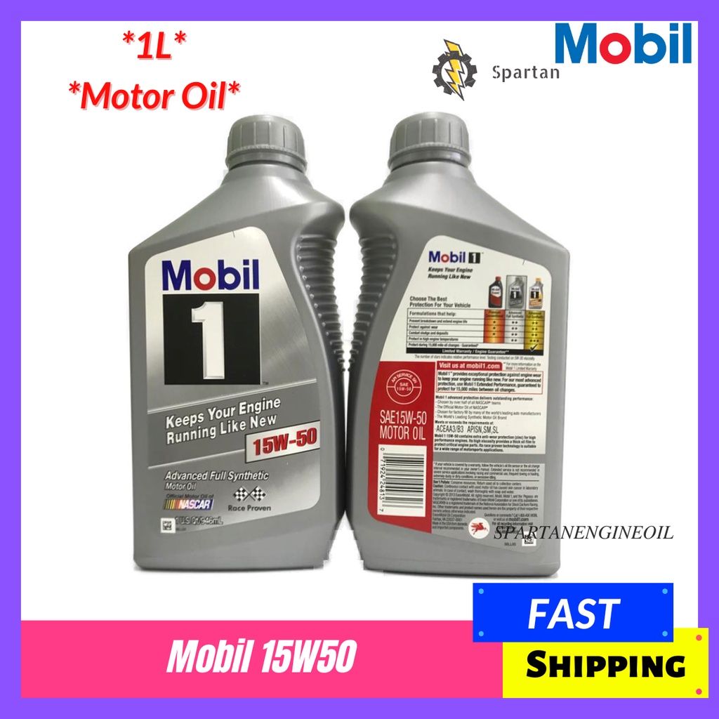 Mobil 1 15W50 SAE Fully Synthetic Motorcycle Engine Oil (1L) 15W-50 ...