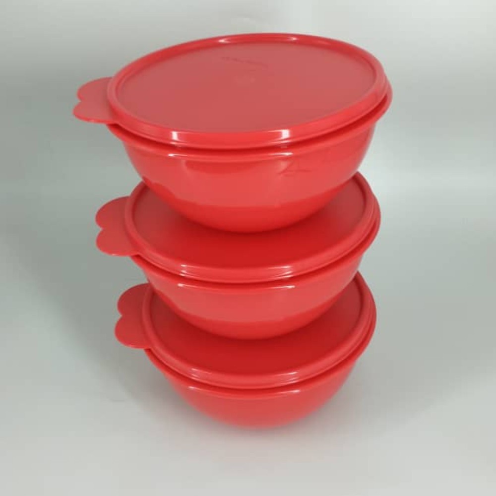 Tupperware Everyday Bowls Set 1.4L (Set of 3) - Level 3 Orange Red ...