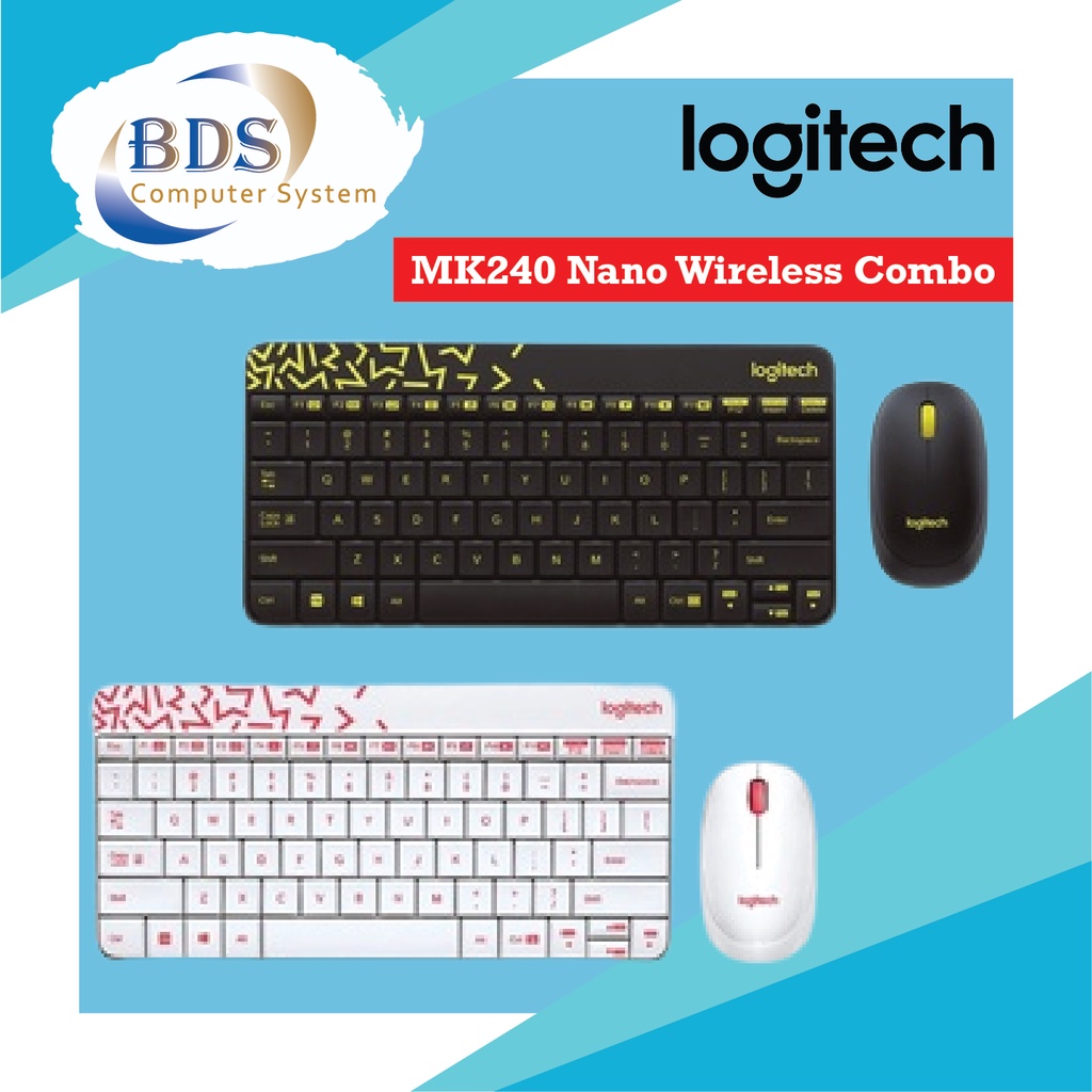 Logitech MK240 Nano Wireless Combo Black Yellow / Red White | Shopee ...