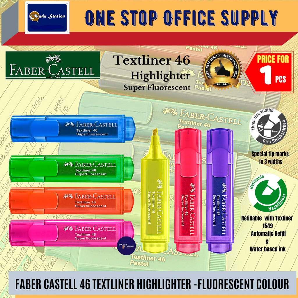 Faber Castell Textliner 46 Highlighter / Pen Penanda / Highlight Pen ...