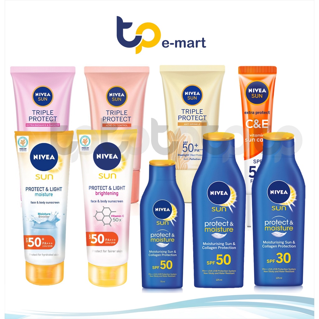 NIVEA Sun Protect & Light 70ml/Protect &Moisture 70ml/125ml/Triple ...
