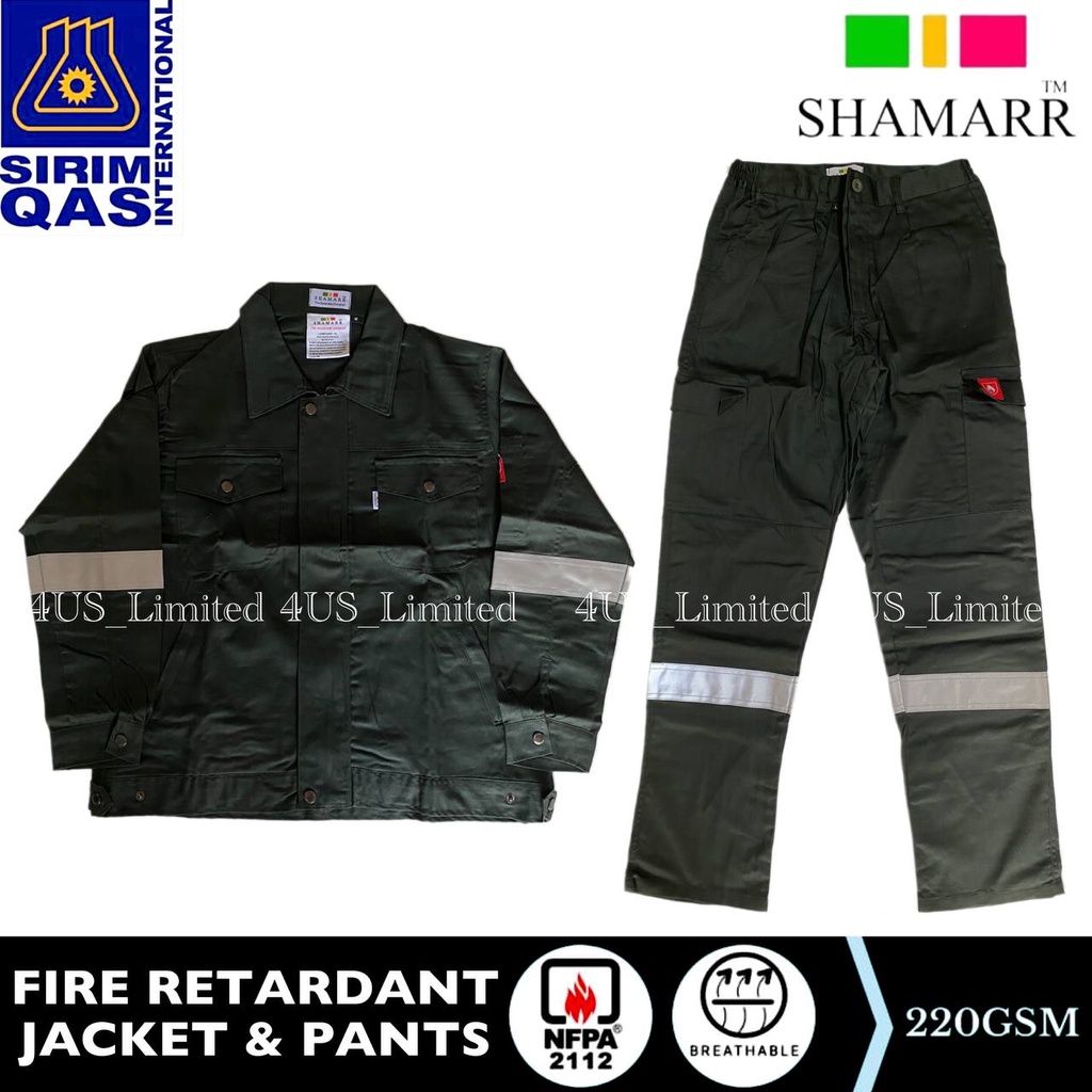 SHAMARR FIRE RETARDANT WORKING JACKET & PANTS NFPA2112 (FR) DARK GREEN ...