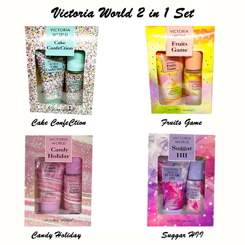 100% original VICTORIA WORLD PACK 2IN1 80ml Body Mist & Lotion Cake ...