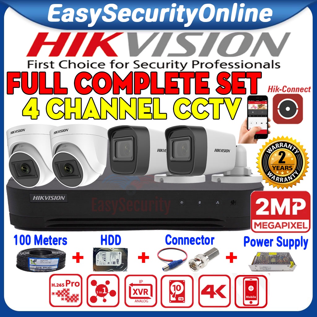 HIK HIKVISION 2MP Full Set 4-CHANNEL HD 1080P 2.0MP CCTV 4CH DVR ...
