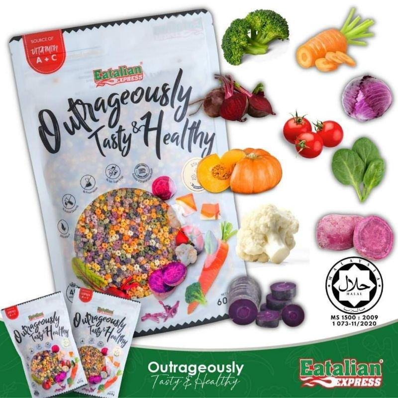 Pasta Mixed Vege 600 gram per pack by Eatalian Express. Family Pack ...