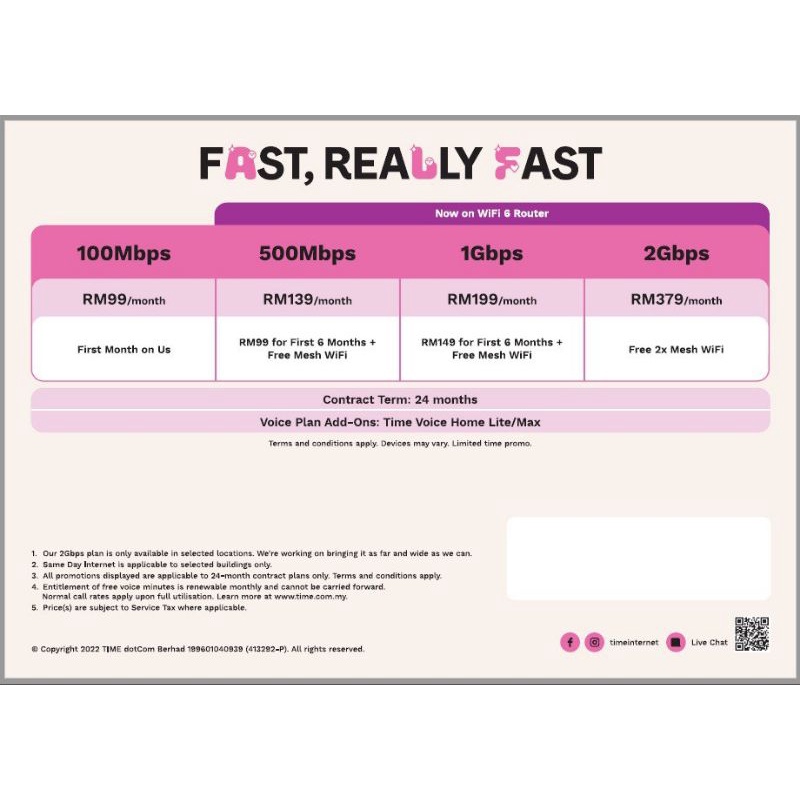 TIME FIBRE 100 MBPS / 500 MBPS / 1 GBPS / 2 GBPS | Shopee Malaysia