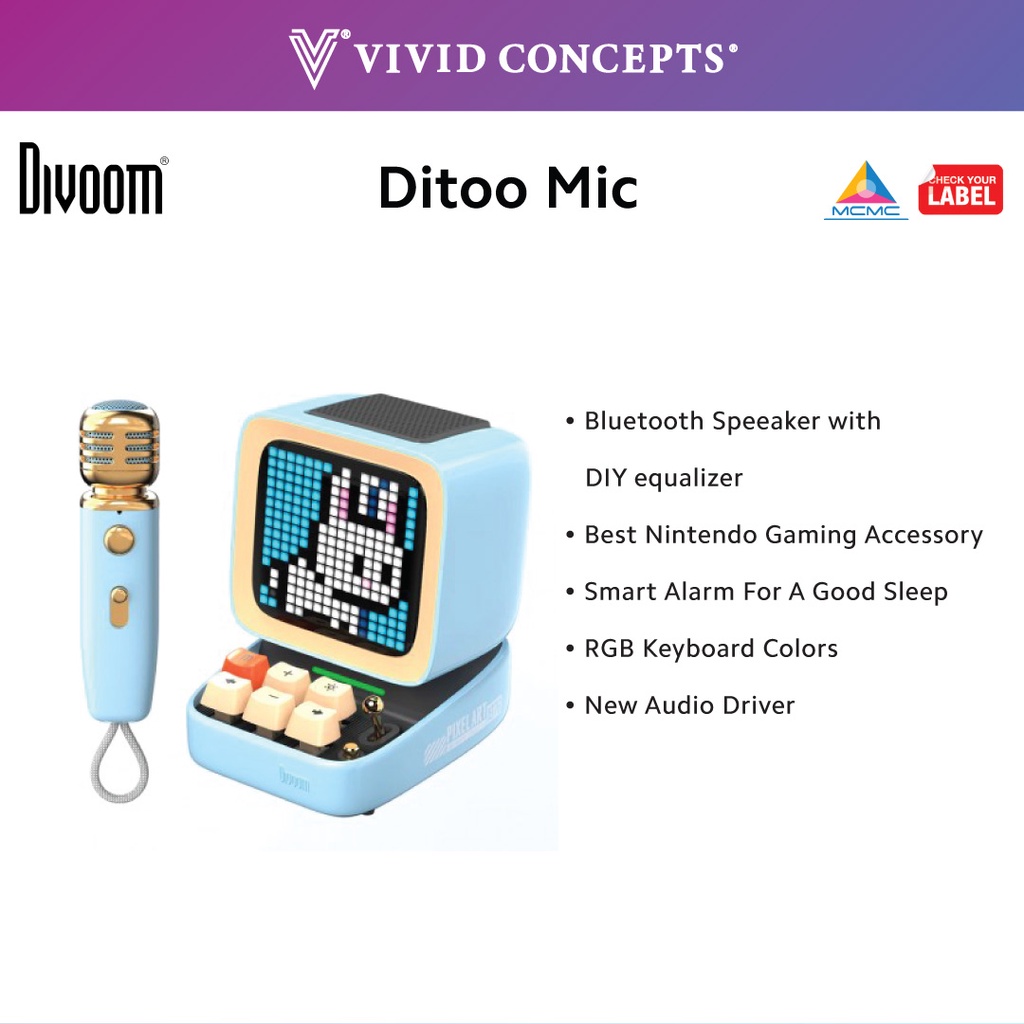 Divoom Ditoo-Mic Pixel Art Game Portable Bluetooth Speaker | Shopee ...