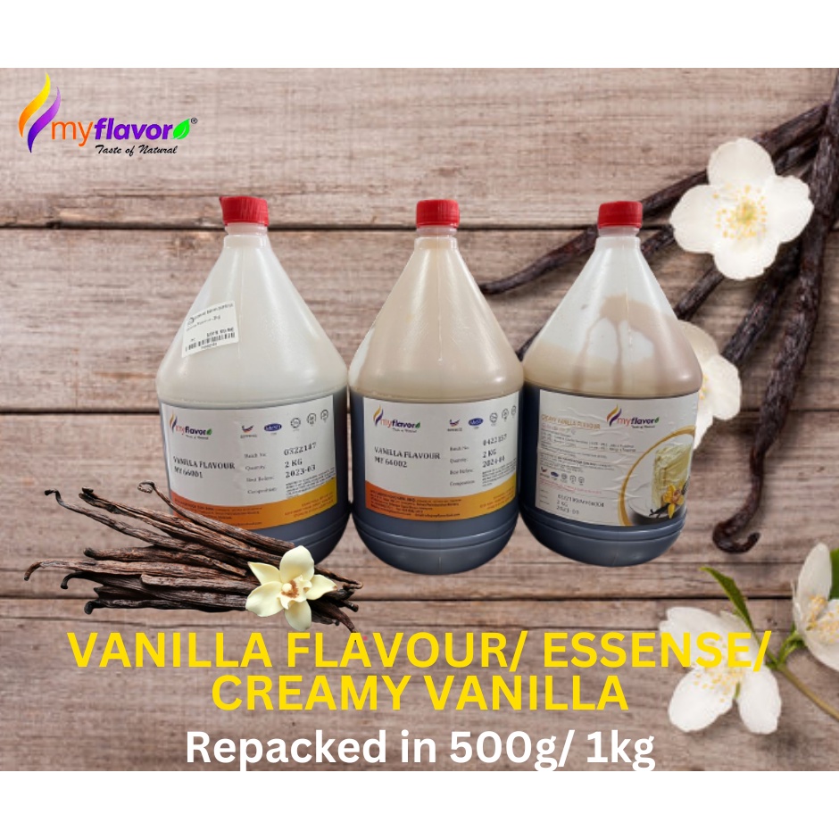 MYFLAVOR VANILLA FLAVOUR / ESSENCE/ CREAMY VANILLA FLAVOUR 500g & 1kg BAKING FLAVOUR | Shopee ...