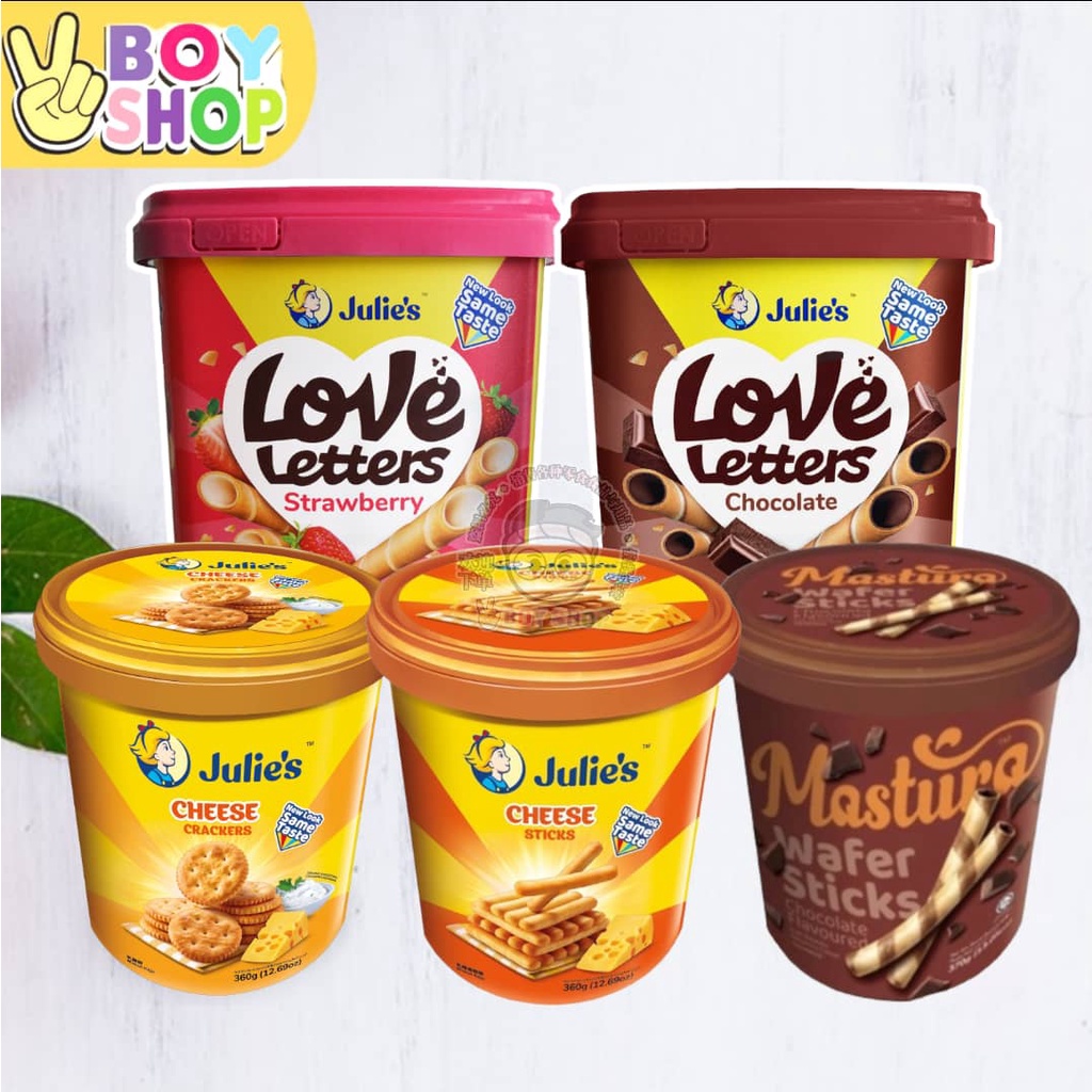 Julie's Love Letters Chocolate/Strawberry(360g) | Cheese Sticks / Crackers(360g) | Mastura Wafer ...