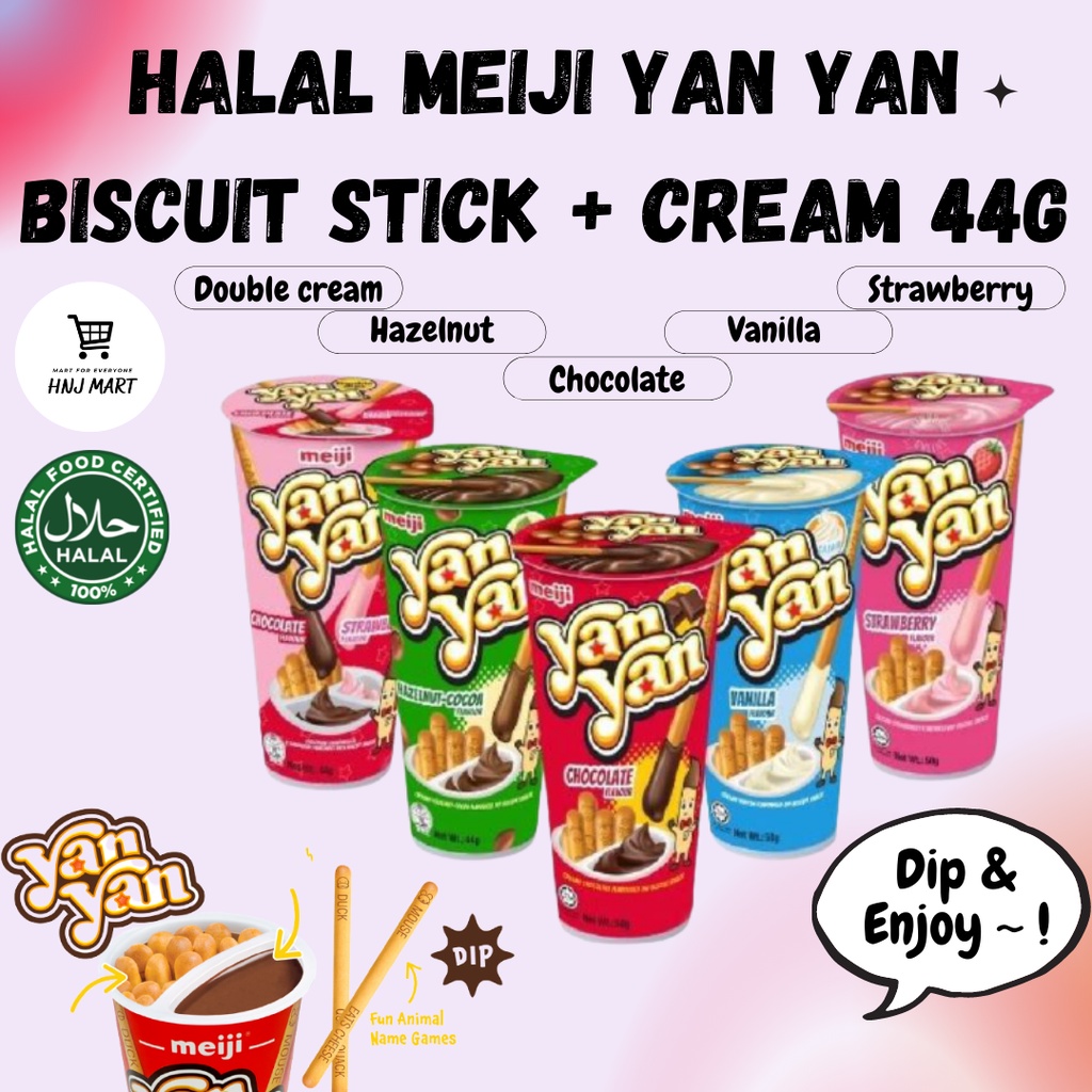Halal Meiji Yan Yan Biscuit Stick & Cream 44g YanYan Chocolate Biscuit ...