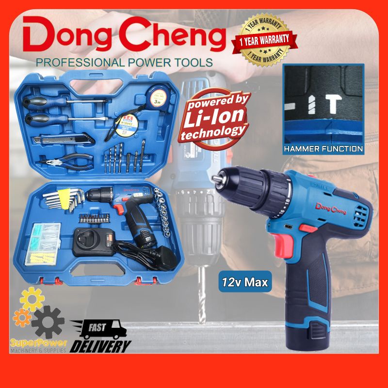 Dong Cheng DCJZ1202i 12v Cordless Hammer Driver Drill | Shopee Malaysia