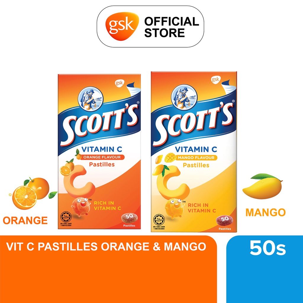 Scott's Vitamin C Pastilles Children Supplement - Orange + Mango (2 x ...