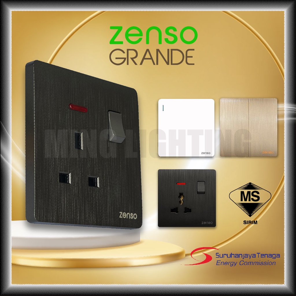 [SIRIM] ZENSO Grande Model Switch Metallic Surface Power Wall Switches ...