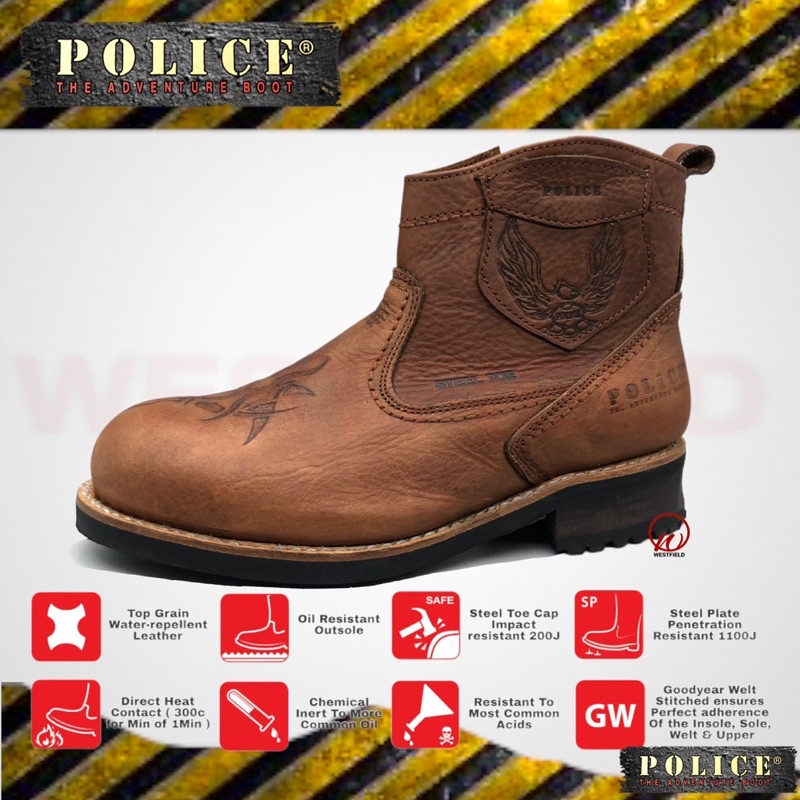 [ORIGINAL] POLICE LEATHER HEAVY DUTY ADVENTURE SAFETY BOOT SHOES ( 199 93062-K77 ) | Shopee Malaysia