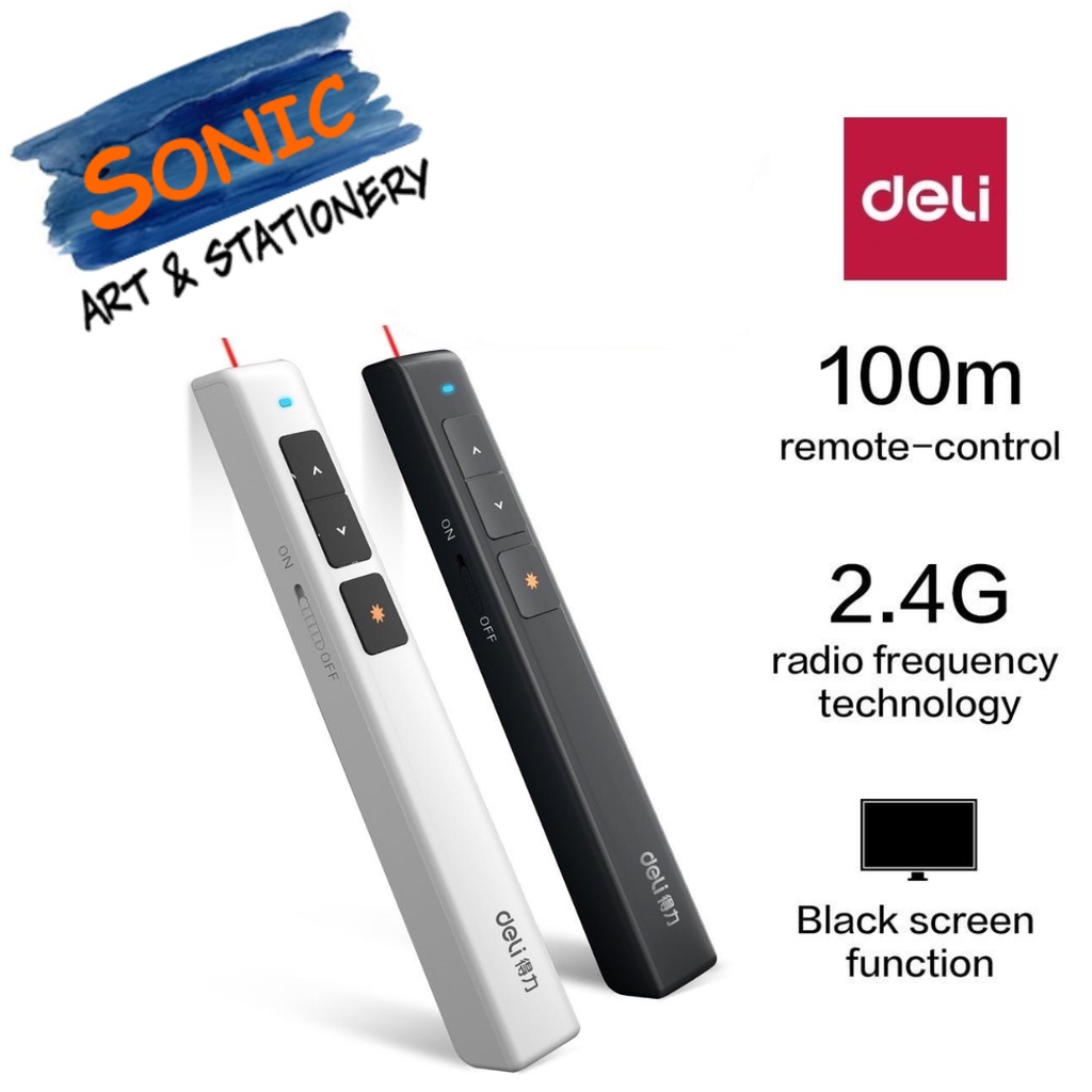 READY STOCK / DELI LASER POINTER + PRESENTER WIRELESS USB PEN LASER ...