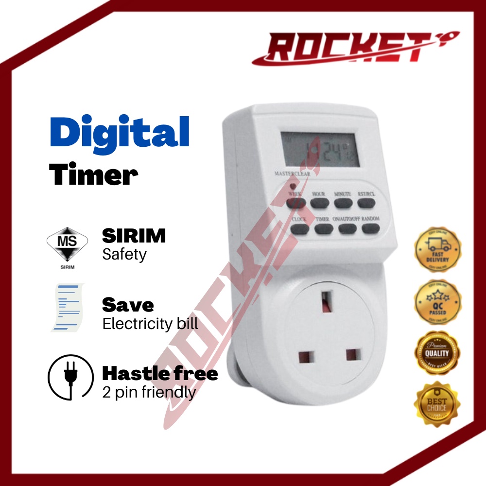 24 Hours Plug In Programme Timer 3pin Sirim Approved Digital Timer Analogue Timer Switch Plug