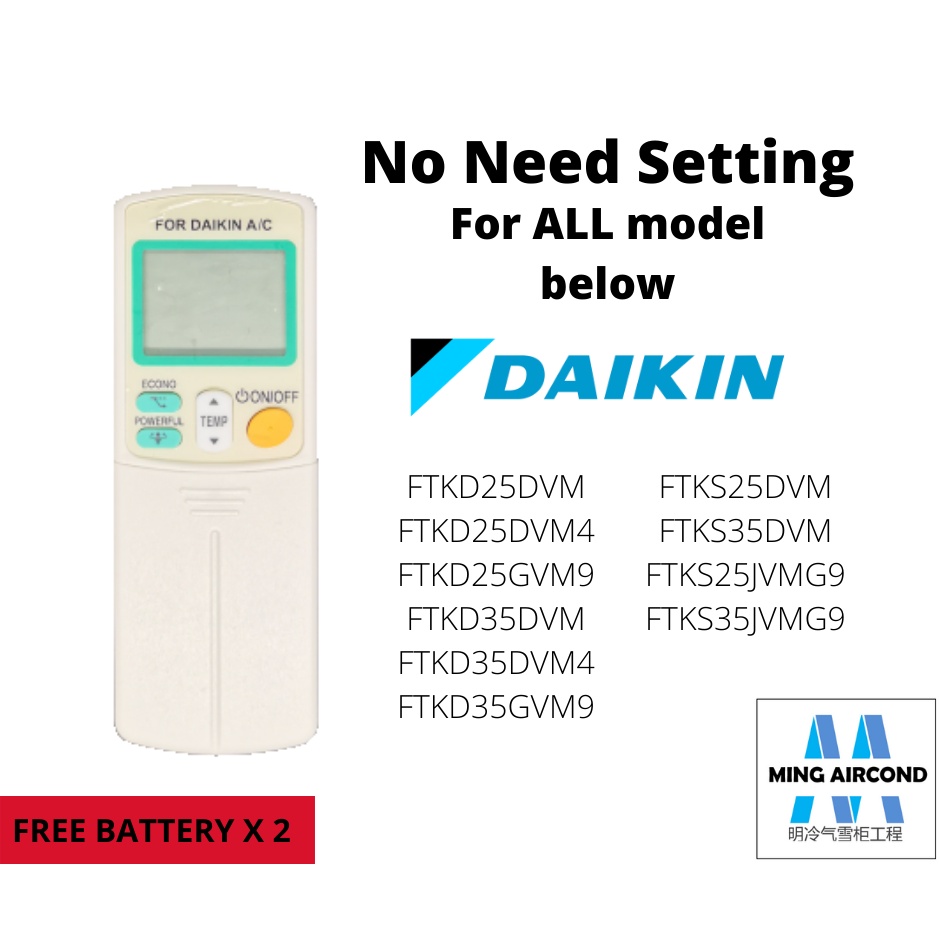 DAIKIN THAILAND AIRCOND REMOTE CONTROL FTKD25DVM FTKD35DVM FTKD25GVM ...