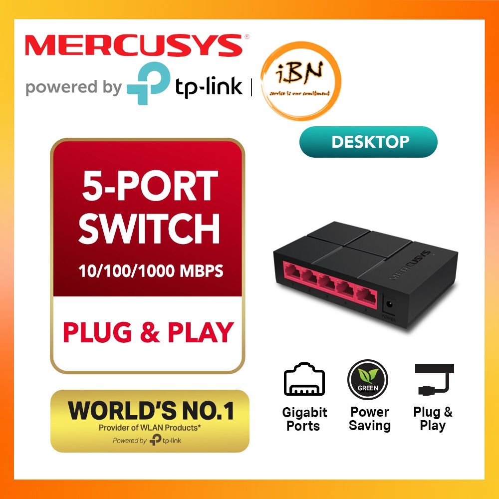 Mercusys 5 Gigabit Ports 10/100/1000Mbps Desktop Ethernet Lan Switch ...