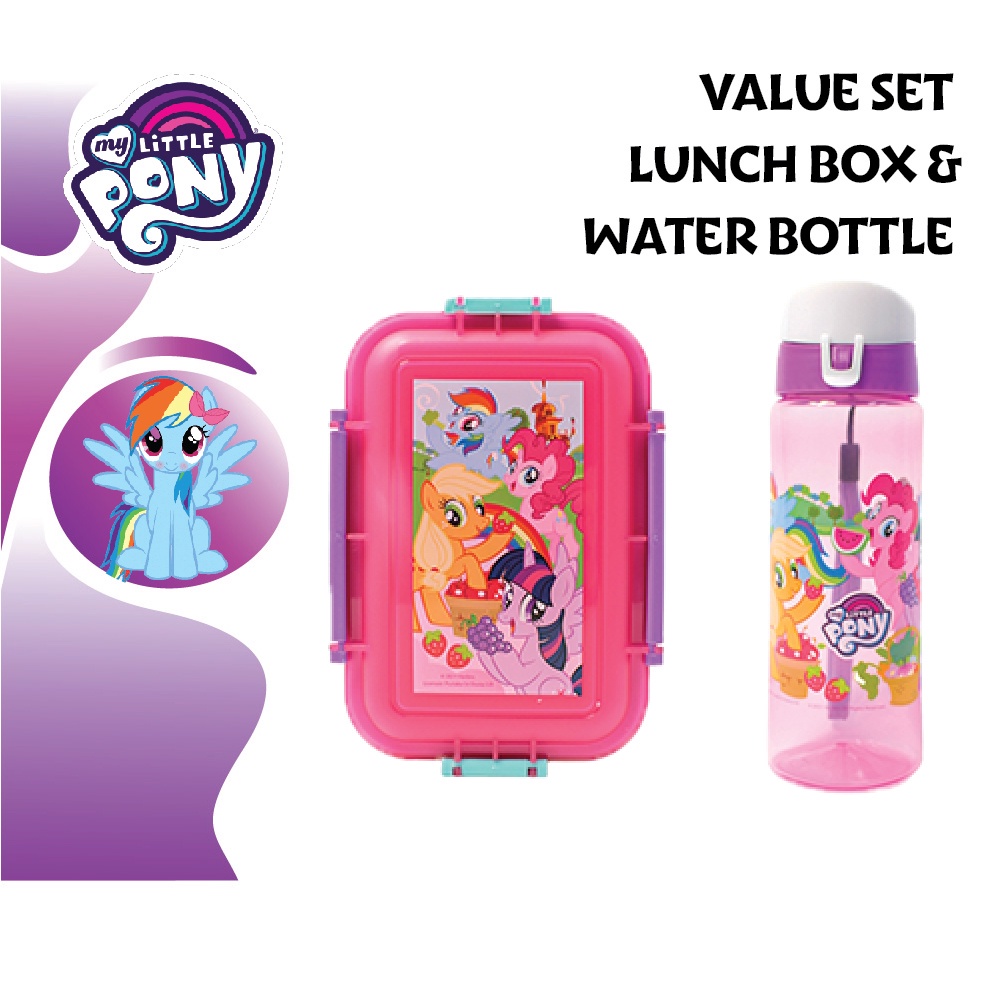 My Little Pony Lunch Box Set Kids With 500ml Bottle & Spoon Set Bekas ...