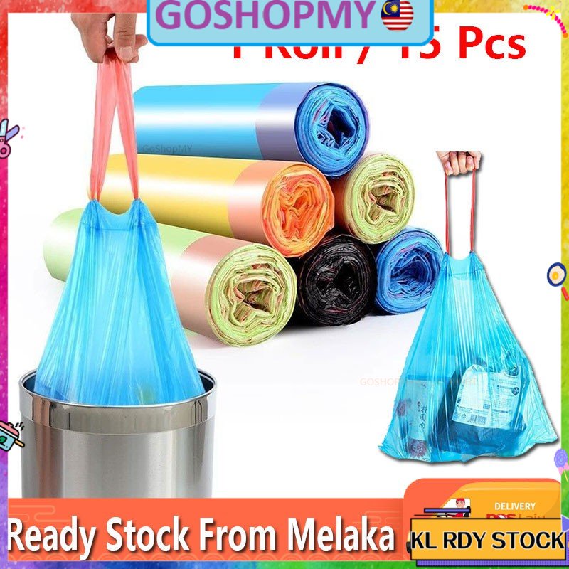 goshopmy 45cm x 50cm Rubbish Bag With String Home Garbage Bags Office ...