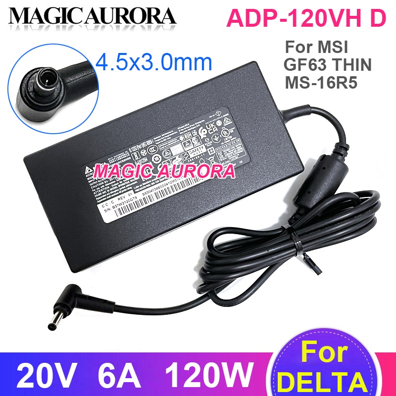 Genuine ADP-120VH D 120W Charger For DELTA 20V 6A 4.5x3.0mm Laptop Adapter For MSI GF63 Thin ...