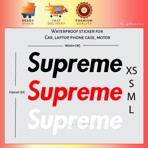 Supreme Sticker reflective stiker kereta motor bmx bike handphone ...