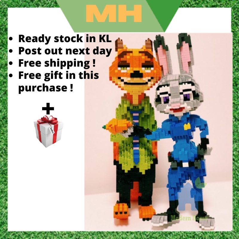 MH Zootopia Nick Judy Cute Rabbit Cartoon Disney Diamond Micro Bricks ...