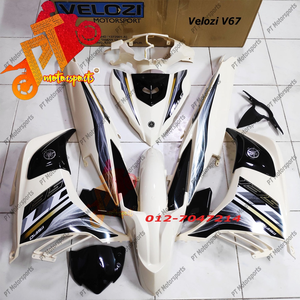 Yamaha LC 135 Cover Set Creamy White Nescafe Black 18 V1 V2 V3 V4 V5 V6 ...