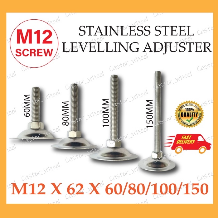 M12 ADJUSTABLE LEVELING STAND STAINLESS STEEL BASE FLOOR MOUNTED ...