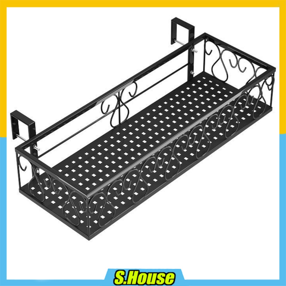 Flower Plant Hang Rack Pot Vase Holder Metal Balcony Garden Rak Besi ...