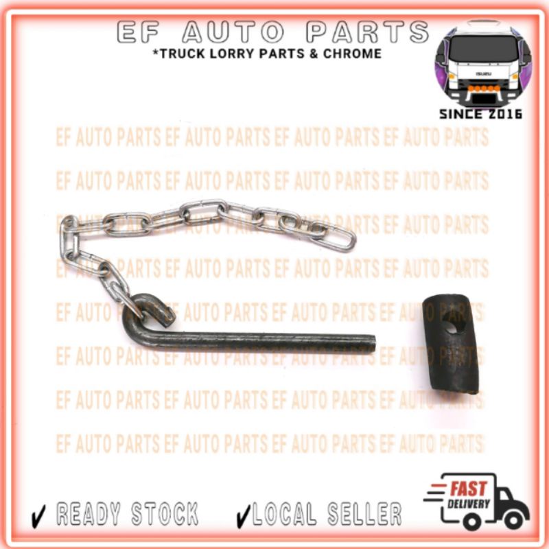 4" X 5/16" KEY & PIN 3/4" & CHAIN LORRY WOODEN BODY STEEL DOOR LOCK SET ...