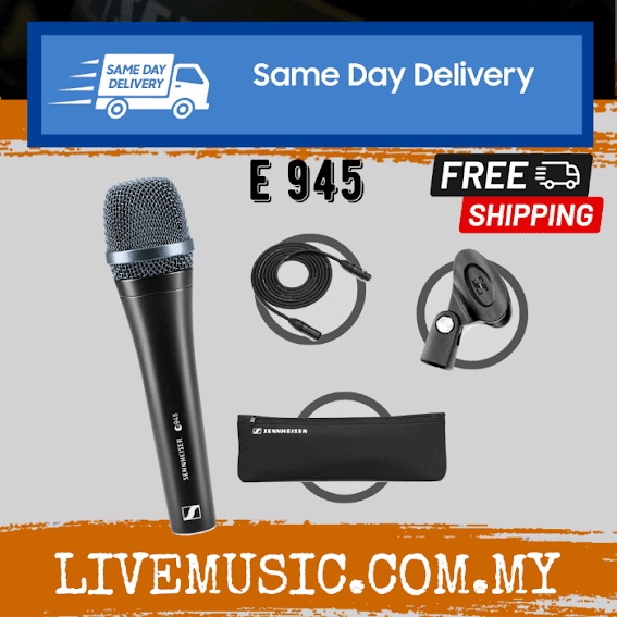 Sennheiser E 945 Supercardioid Dynamic Handheld Vocal Microphone with FREE Mic Cable ( E945 / E ...